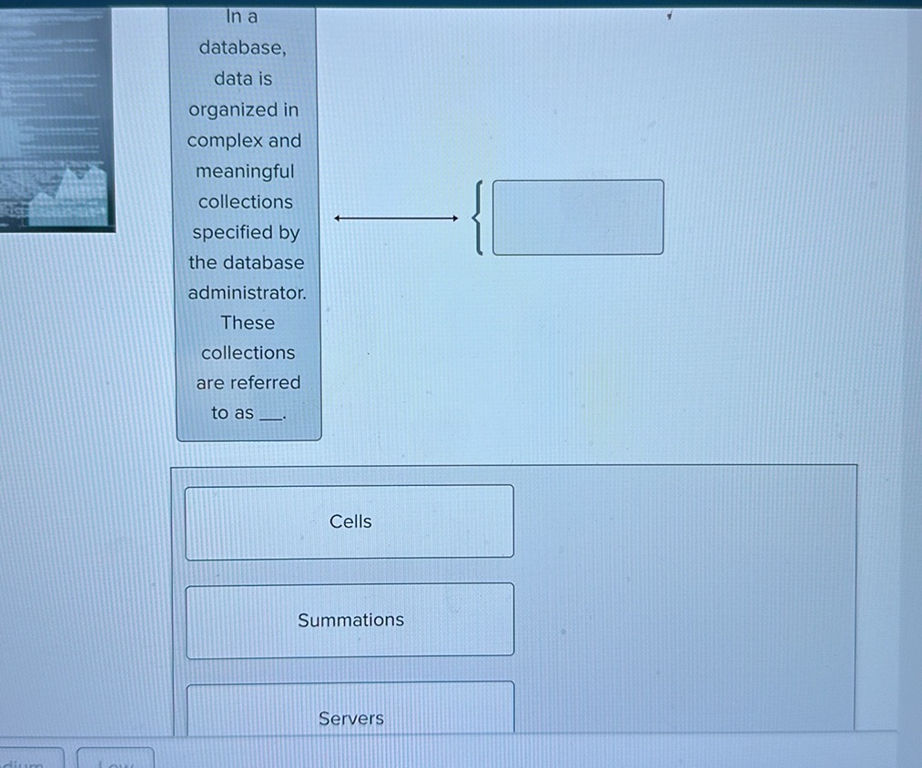 In a database, data is organized in complex | StudyX