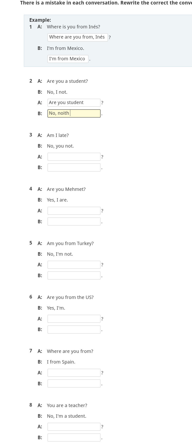 There is a mistake in each conversation. | StudyX