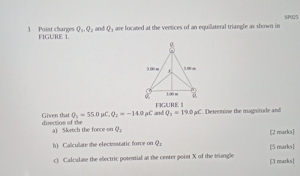 Point charges $Q_1$, $Q_2$ and $Q_3$ are | StudyX