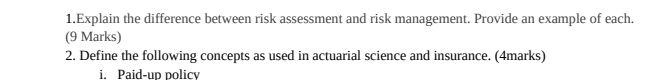 1. Explain the difference between risk | StudyX
