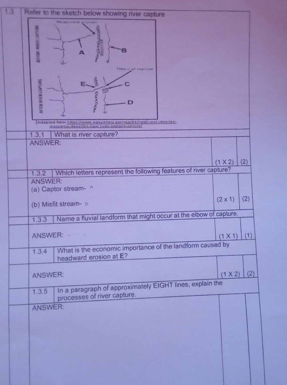 1.3 Refer to the sketch below showing river | StudyX