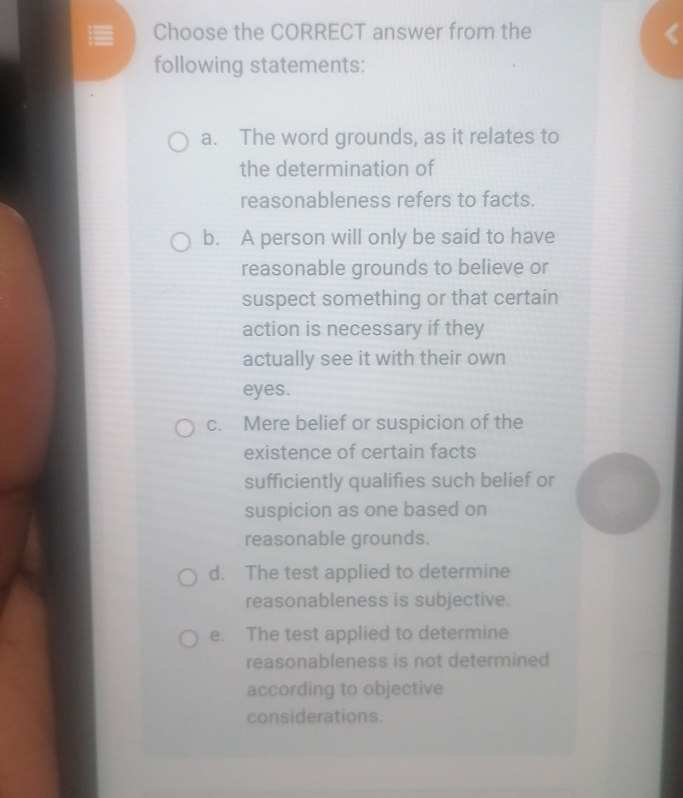 Choose the CORRECT answer from the following | StudyX