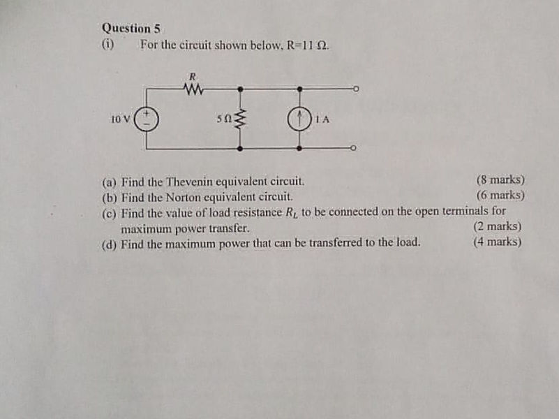 Question 5 (i) For the circuit shown below, | StudyX