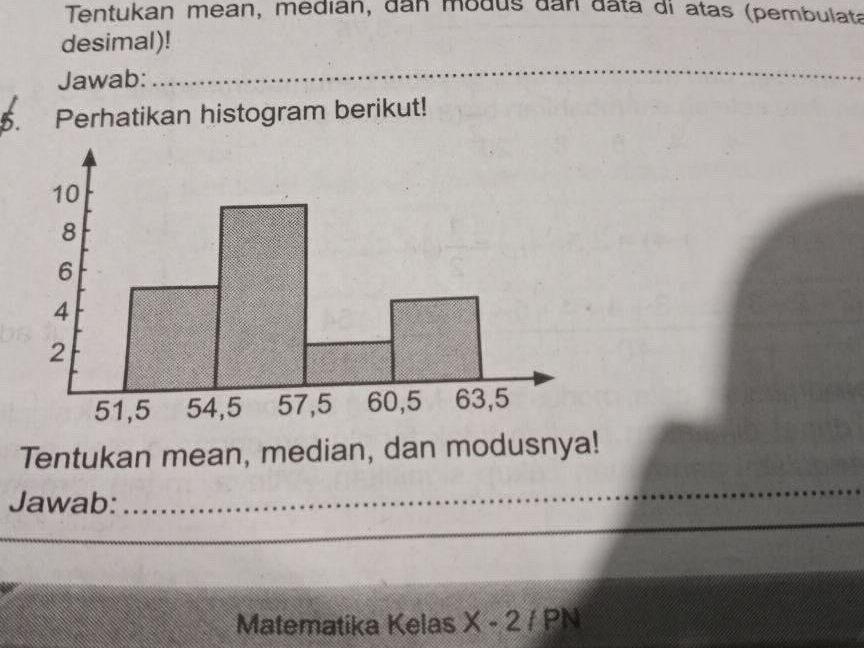 Perhatikan histogram berikut! Tentukan | StudyX