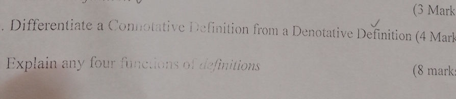 Differentiate a Connotative Definition from | StudyX