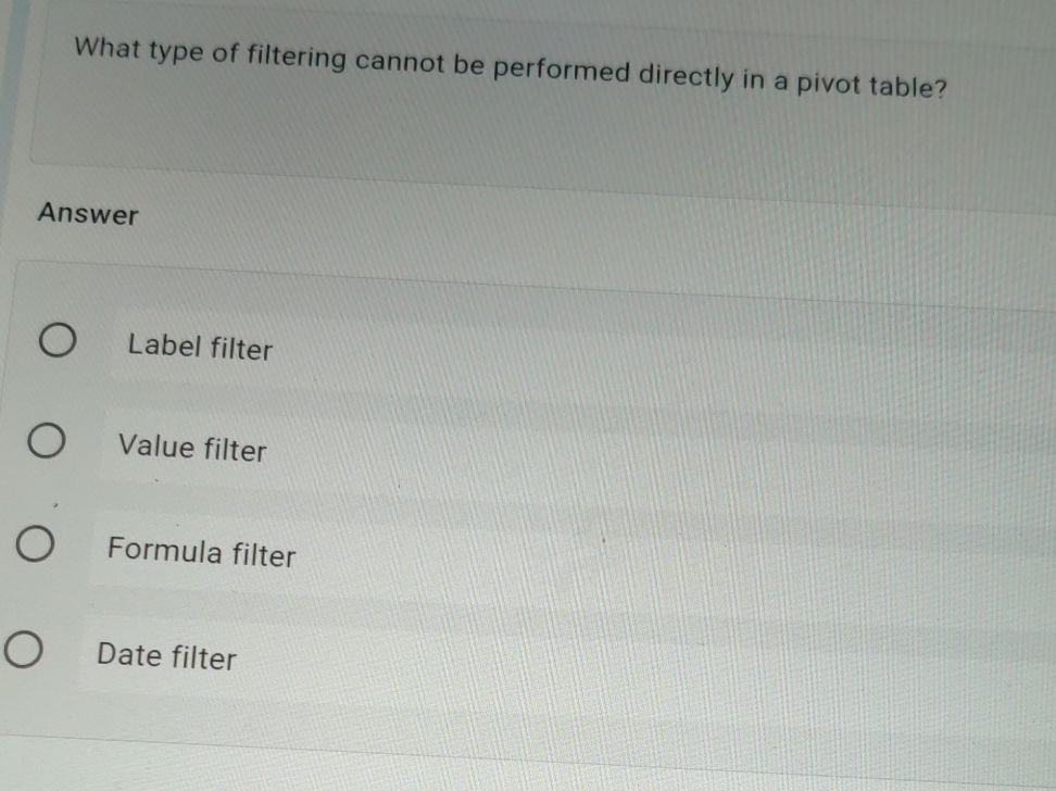 What type of filtering cannot be performed | StudyX