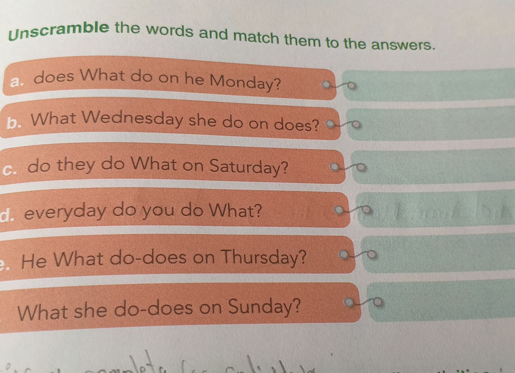 Unscramble the words and match them to the | StudyX