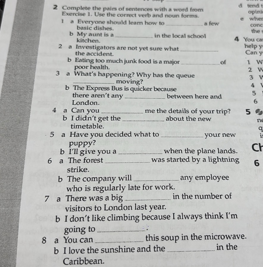 2 Complete the pairs of sentences with a | StudyX