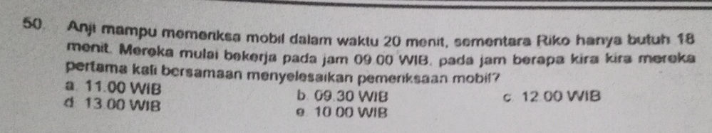 50. Anji can check a car in 20 minutes, | StudyX