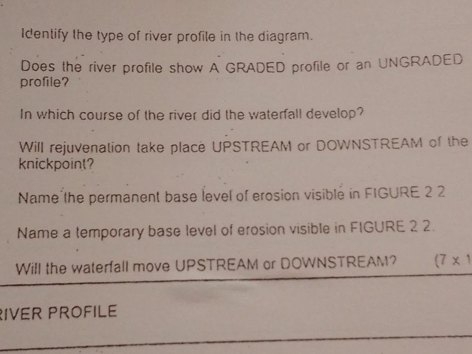 Identify the type of river profile in the | StudyX