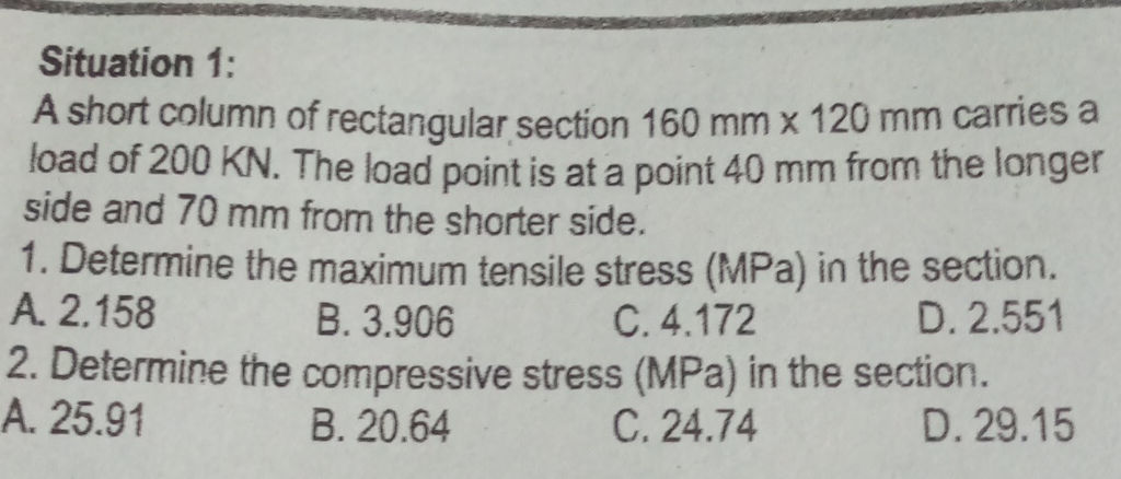 Situation 1: A short column of rectangular | StudyX