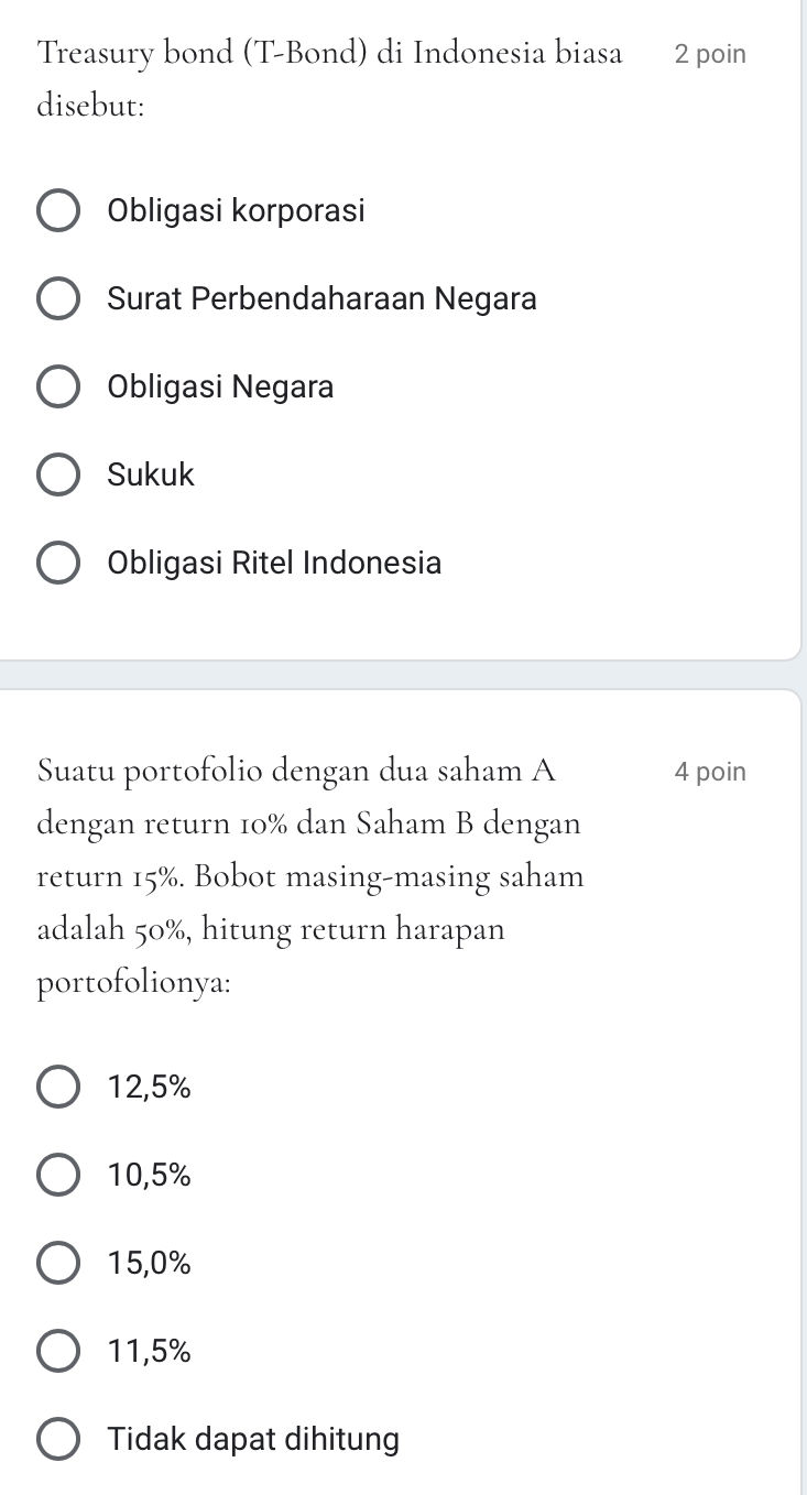 Treasury bond (T-Bond) di Indonesia biasa | StudyX