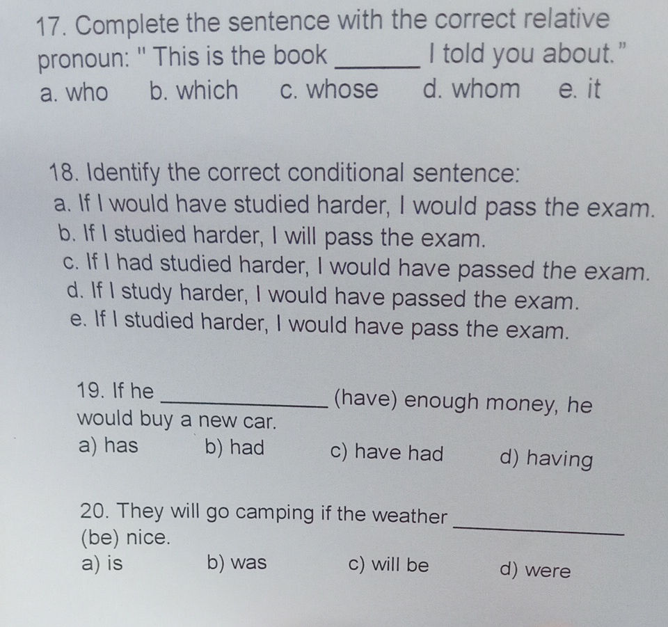 17. Complete the sentence with the correct | StudyX