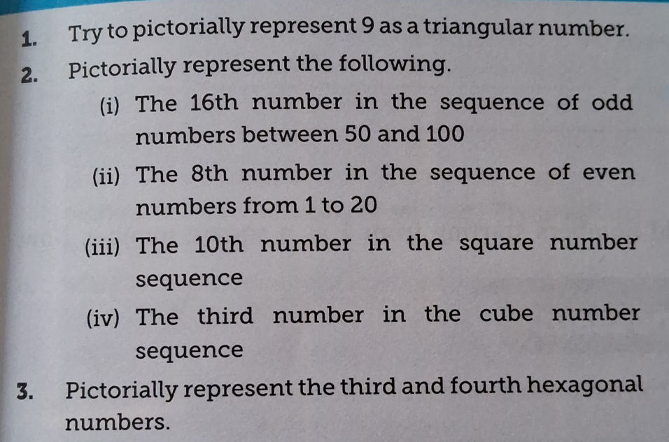 1. Try to pictorially represent 9 as a | StudyX
