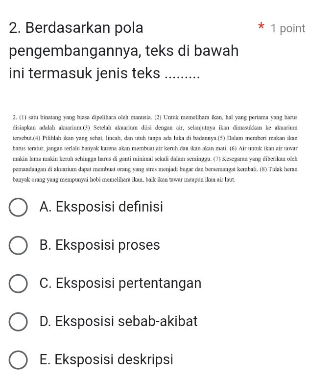 2. Berdasarkan pola pengembangannya, teks di | StudyX
