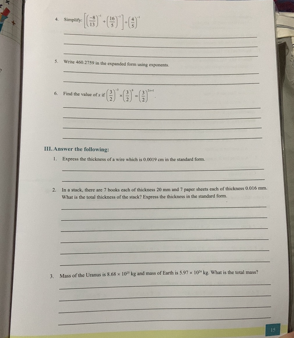 4. Simplify: $ [ ( {-8}{13} )^{-1} + ( | StudyX