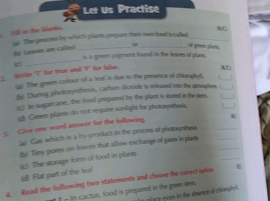 1. Fill in the blanks. (a) The process by | StudyX