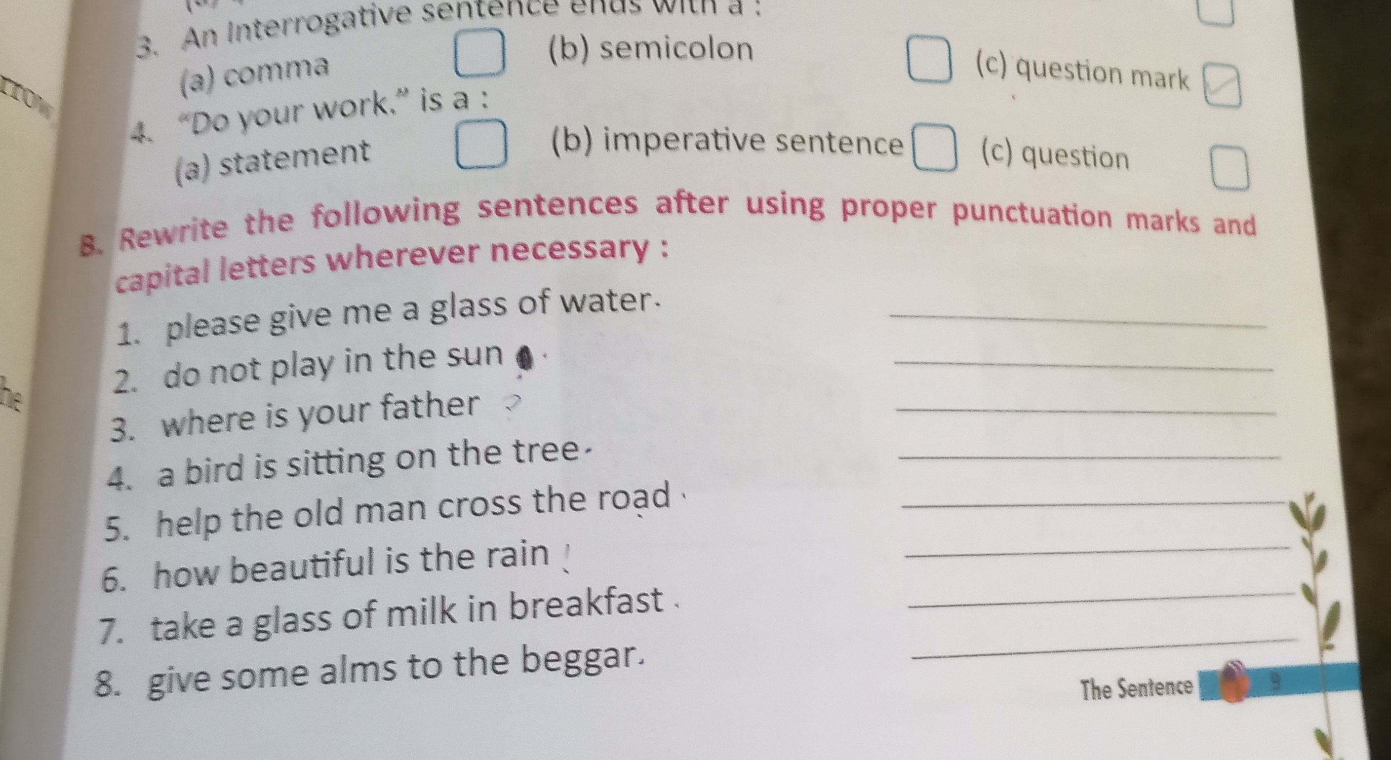 Rewrite the following sentences after using | StudyX