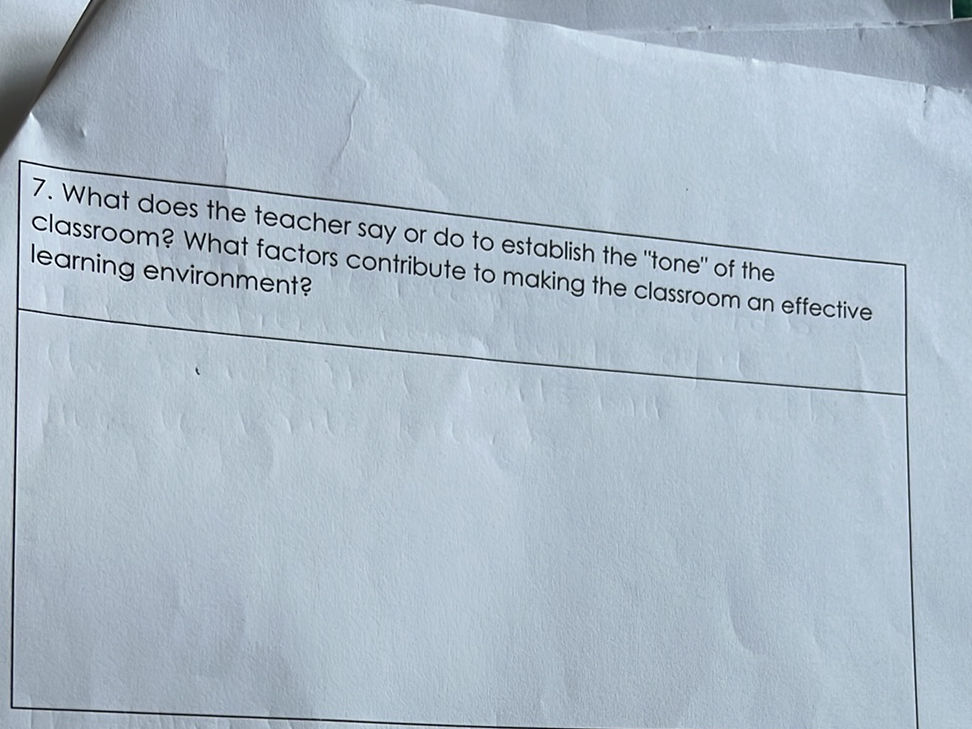 7. What does the teacher say or do to | StudyX