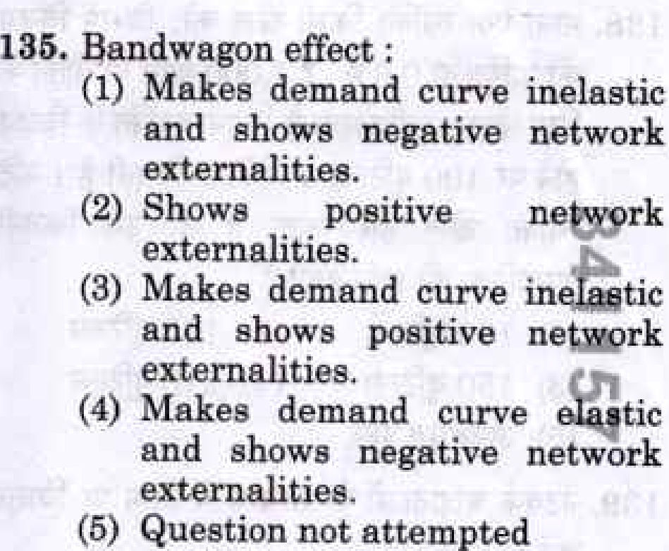 135. Bandwagon effect: (1) Makes demand | StudyX