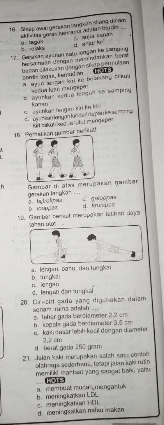16. Sikap awal gerakan langkah silang dalam | StudyX