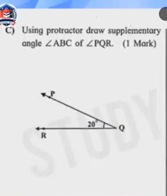 Using protractor draw supplementary angle | StudyX