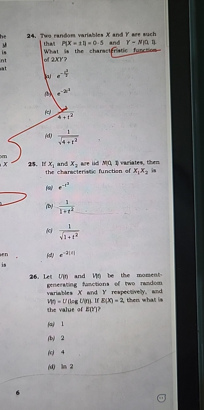 24. Two random variables X and Y are such | StudyX