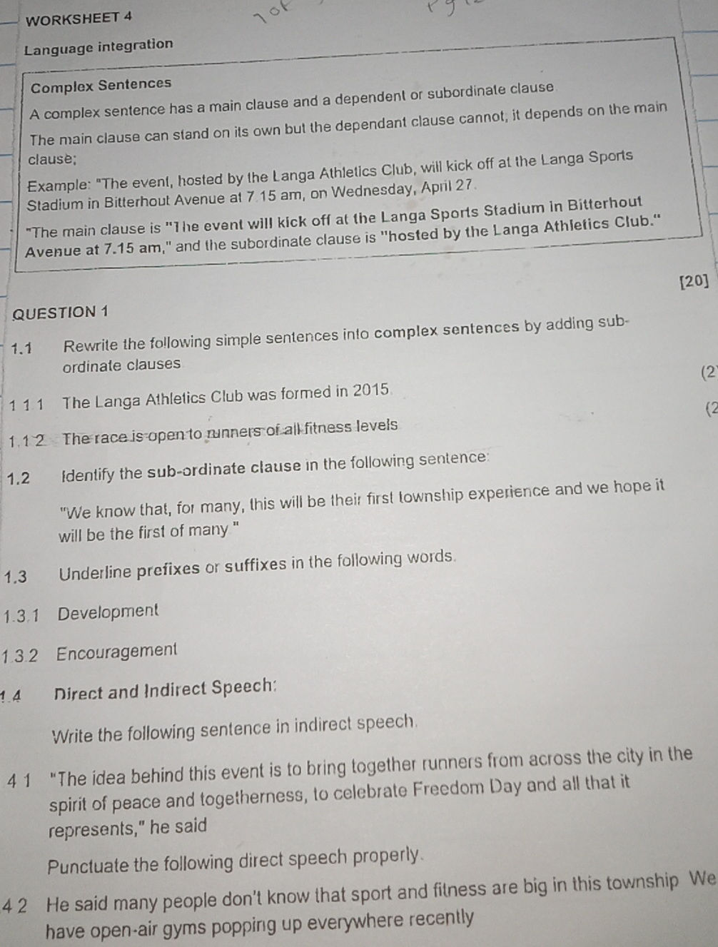 1.1 Rewrite the following simple sentences | StudyX