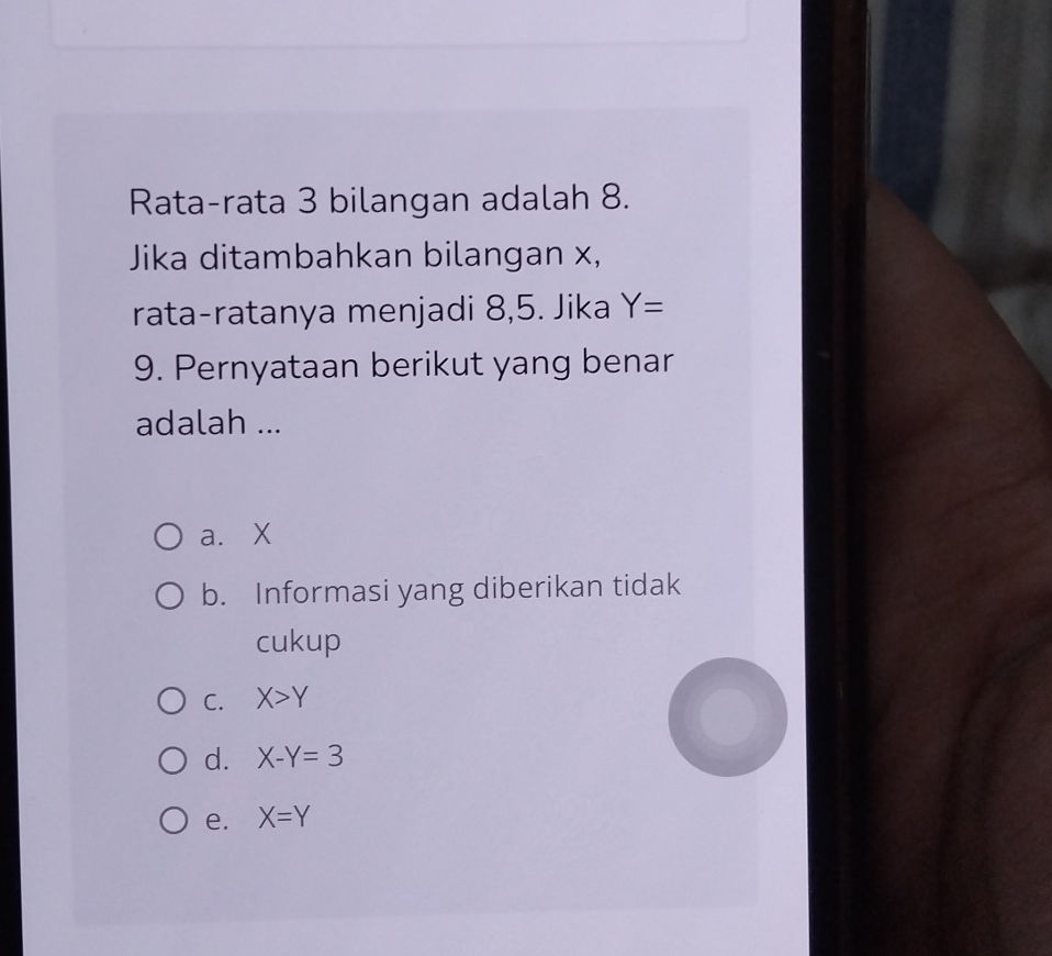 Rata-rata 3 bilangan adalah 8. Jika | StudyX