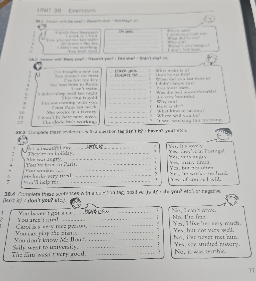 38.1 Answer with Do you? / Doesn't she? / | StudyX