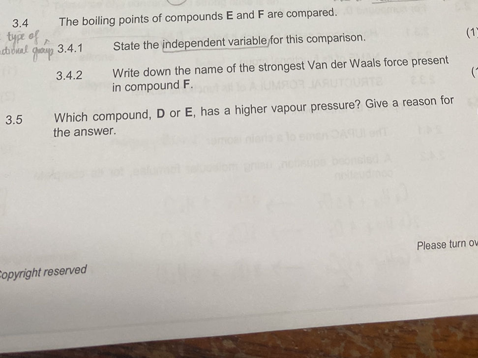 3.4 The boiling points of compounds E and F | StudyX