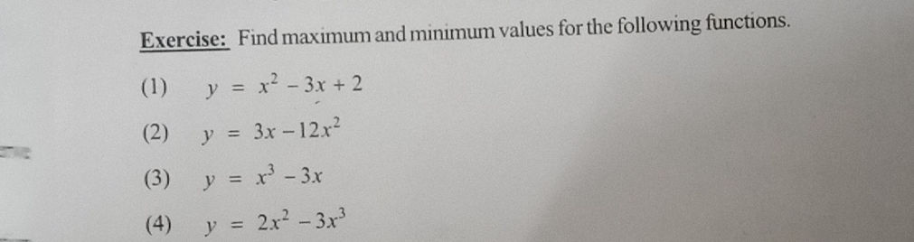 Exercise: Find maximum and minimum values | StudyX