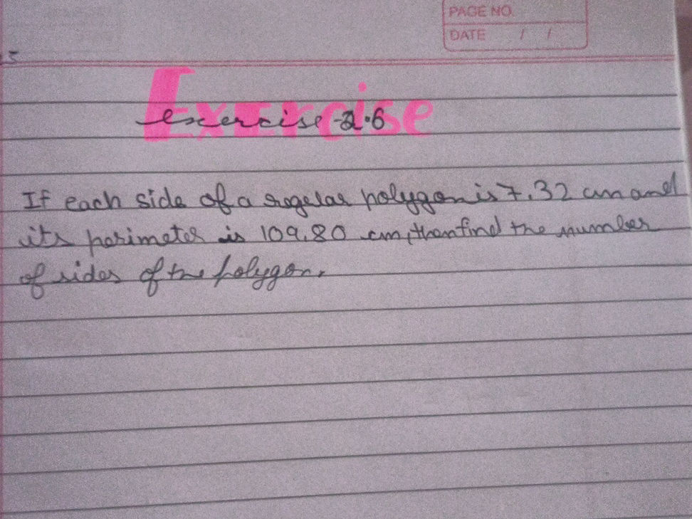 If each side of a regular polygon is 7.32 cm | StudyX