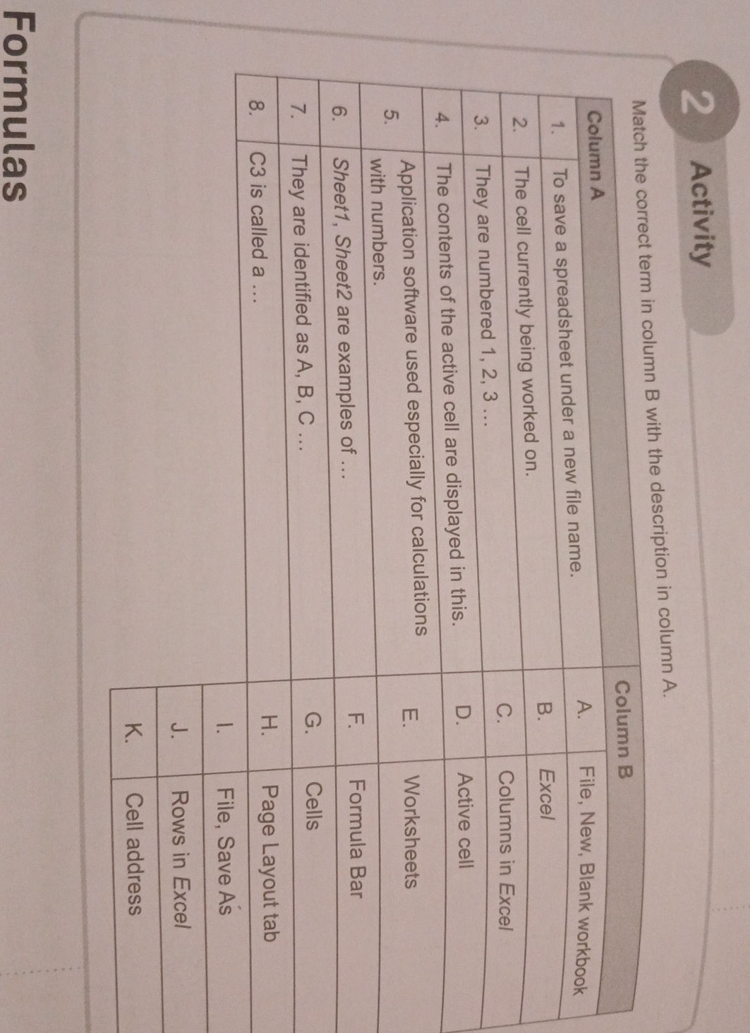 Match the correct term in column B with the | StudyX