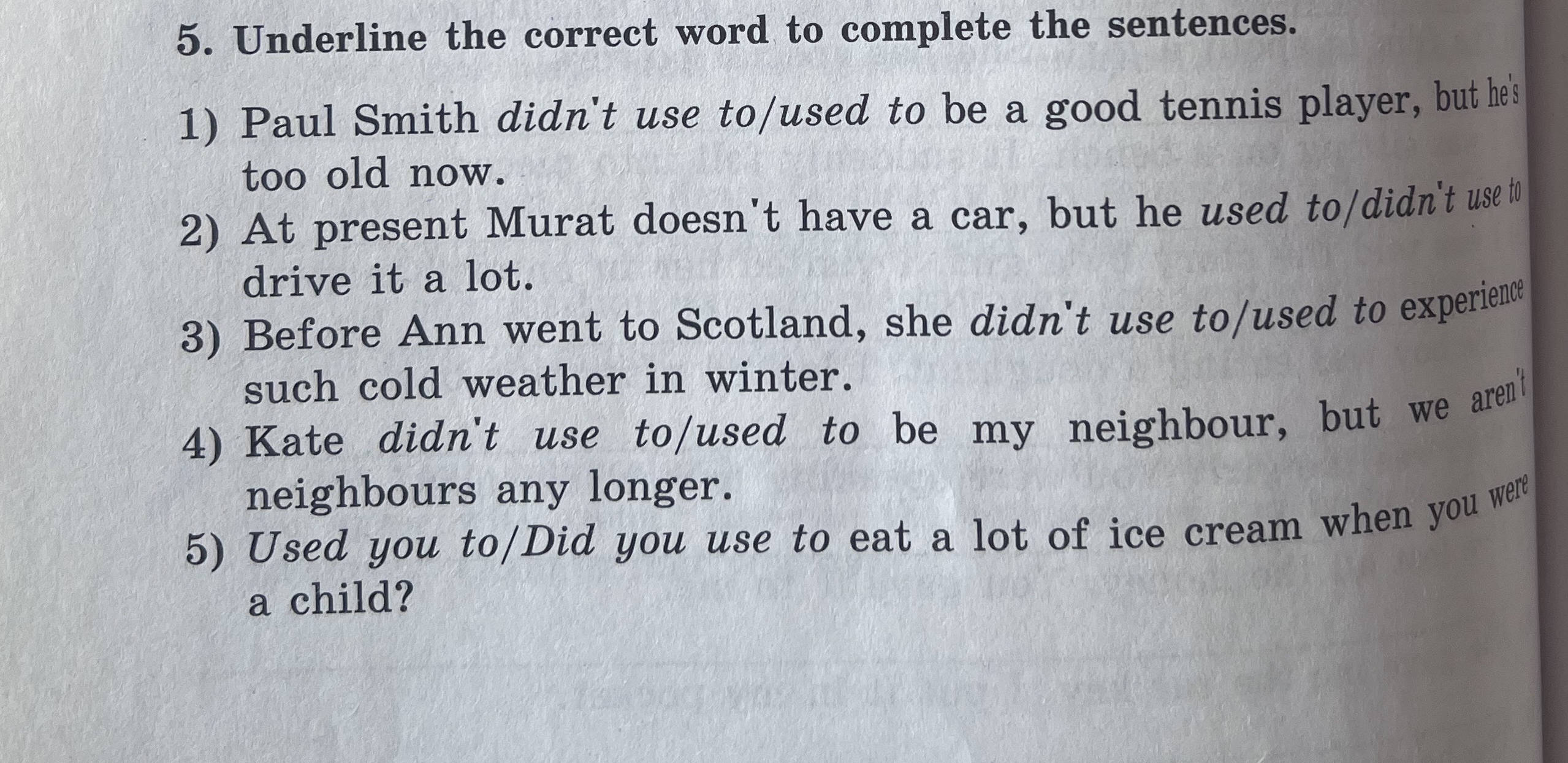 5. Underline the correct word to complete | StudyX