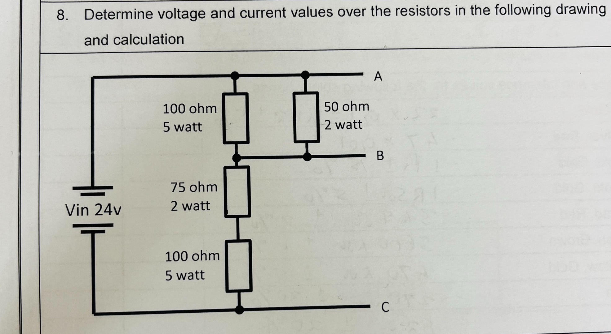 8. Determine voltage and current values over | StudyX