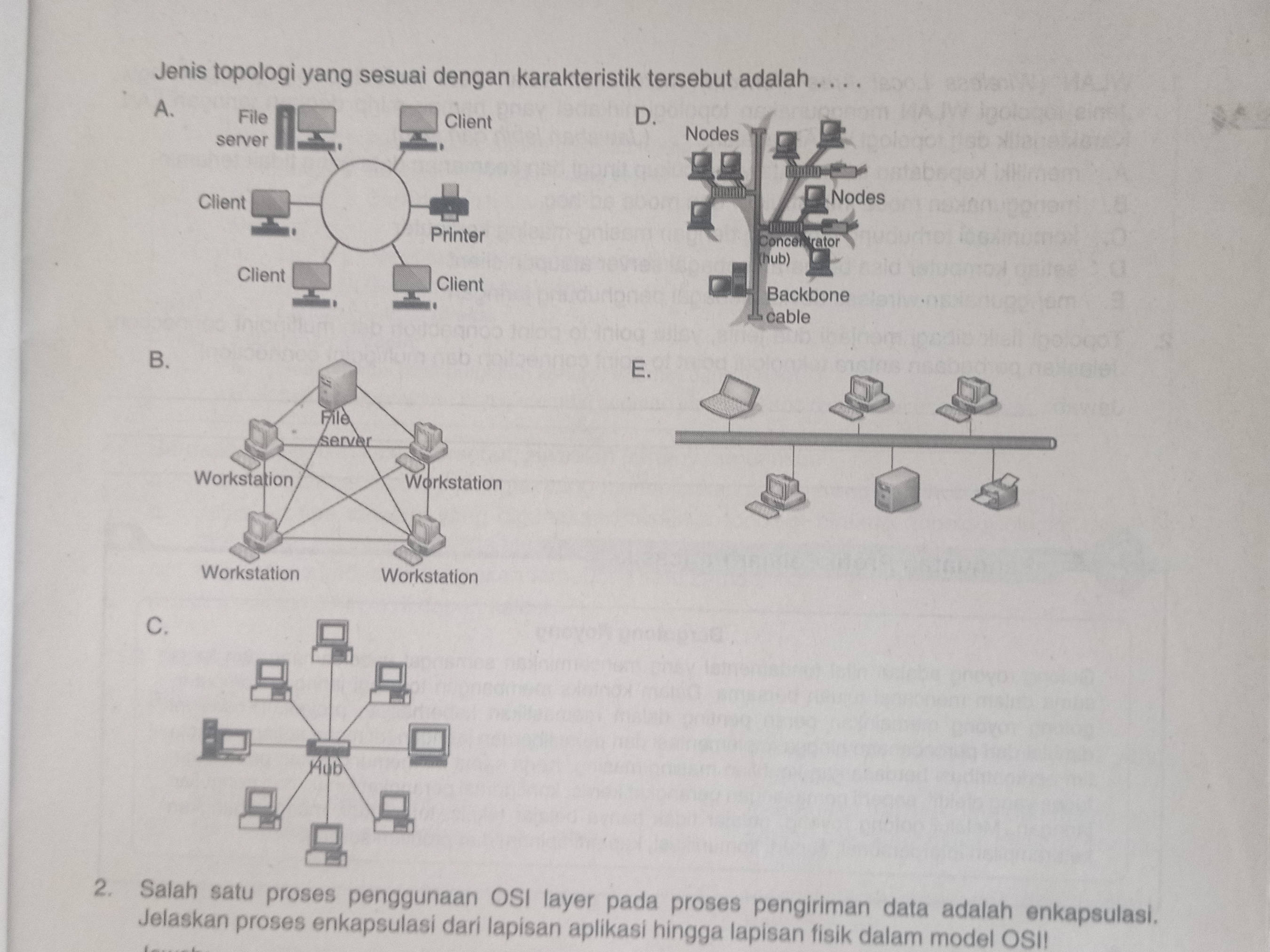 Jenis topologi yang sesuai dengan | StudyX