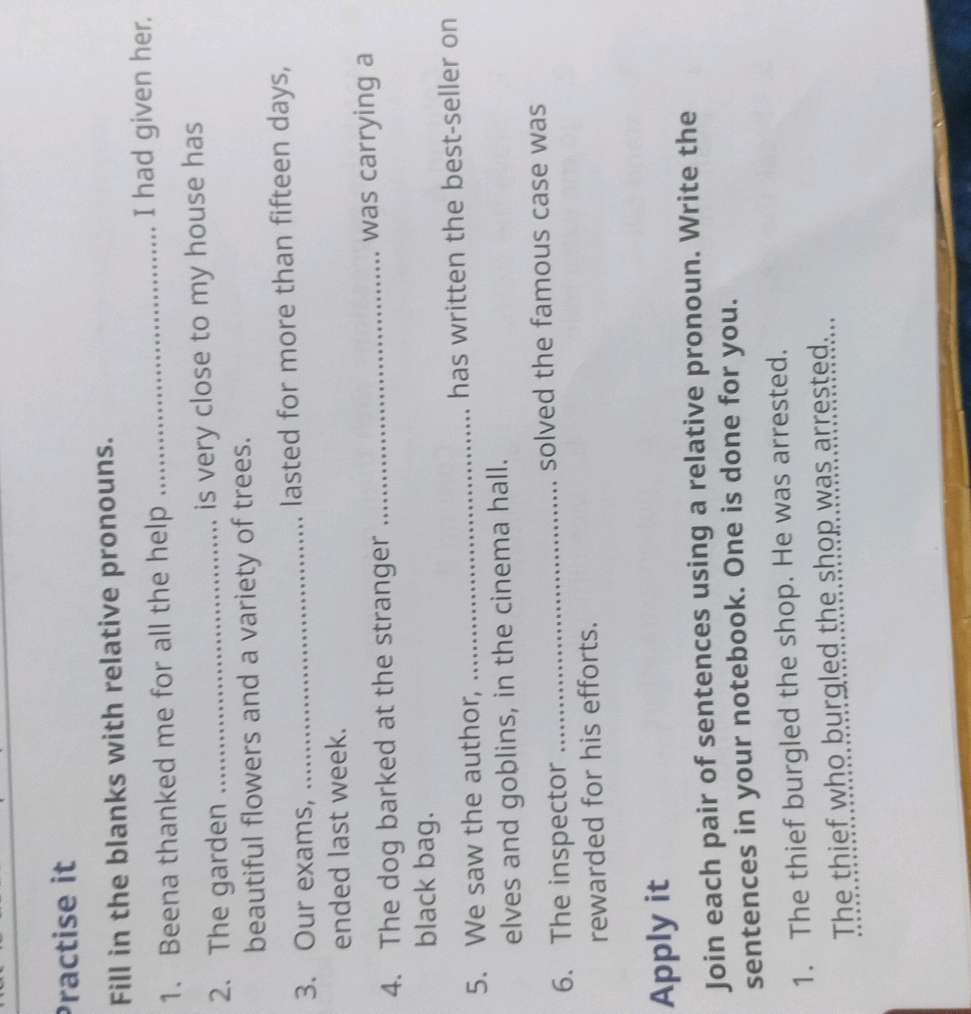 Practise it Fill in the blanks with relative | StudyX