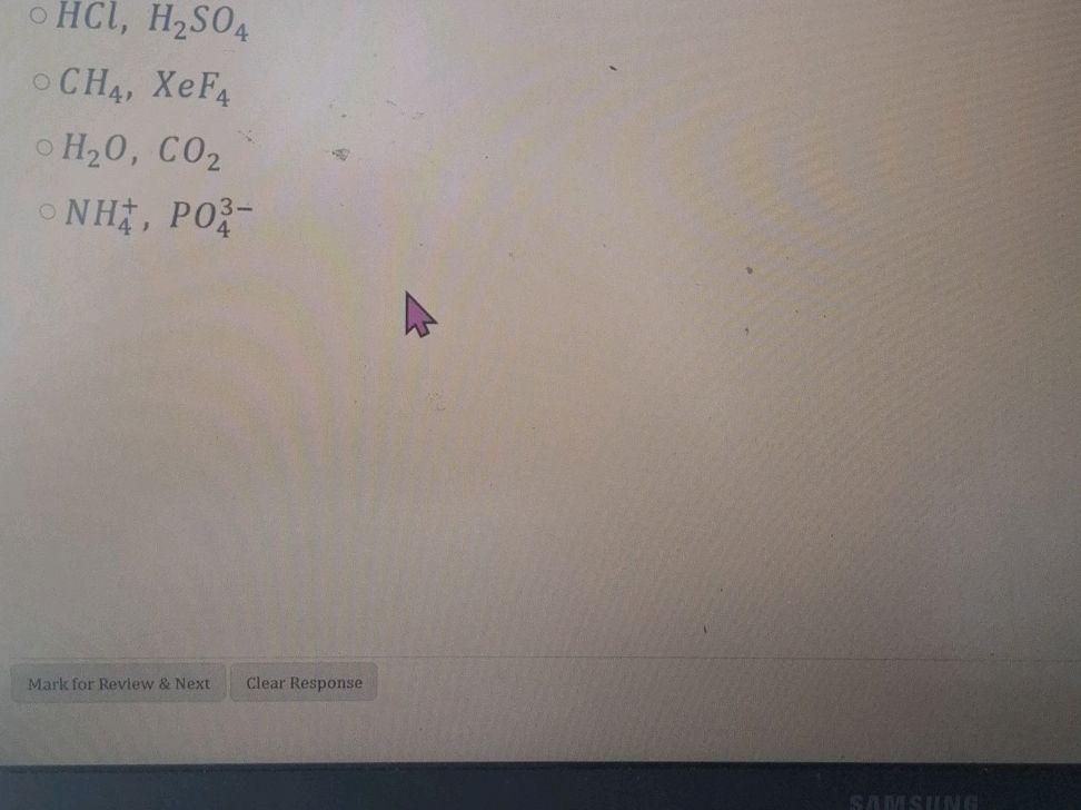 HCl, H2SO4 CH4, XeF4 H2O, CO2 NH4+, PO43- | StudyX
