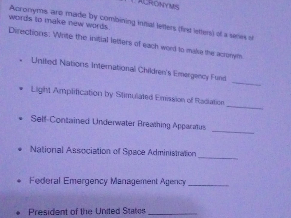 Directions: Write the initial letters of | StudyX