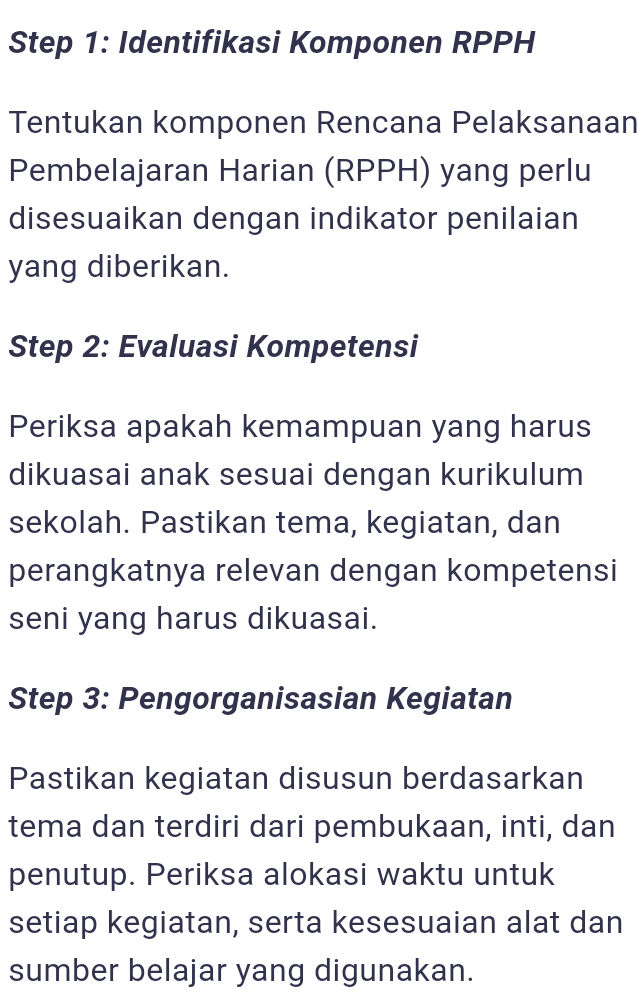 Step 1: Identifikasi Komponen RPPH Tentukan | StudyX