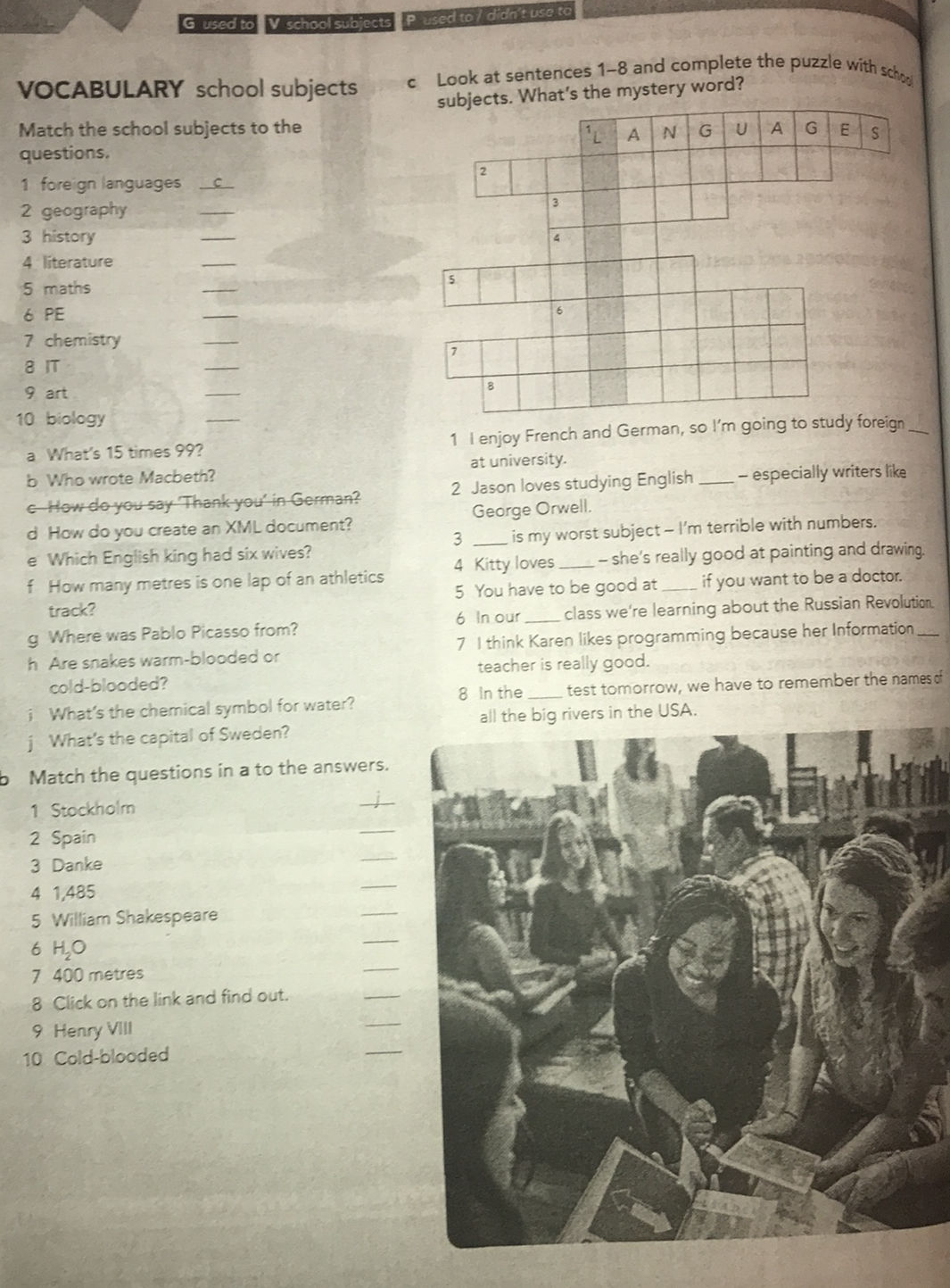 Match the school subjects to the questions. | StudyX