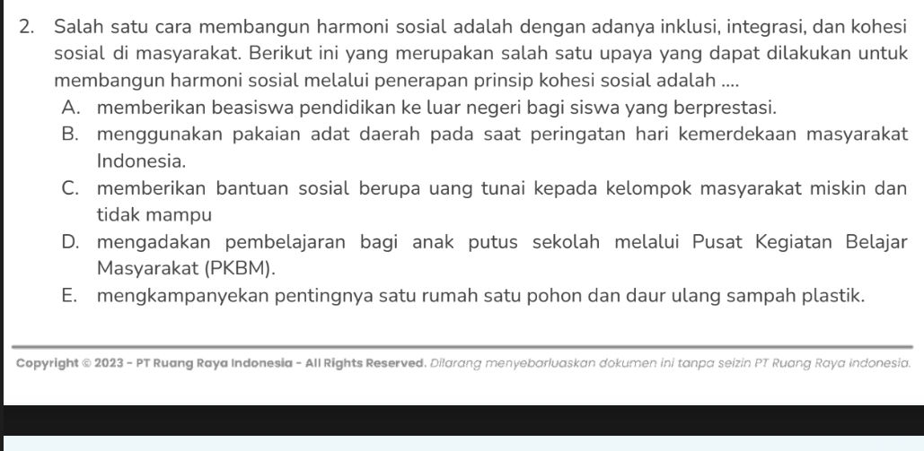 2. Salah satu cara membangun harmoni sosial | StudyX