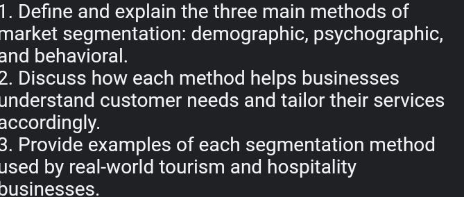 1. Define and explain the three main methods | StudyX