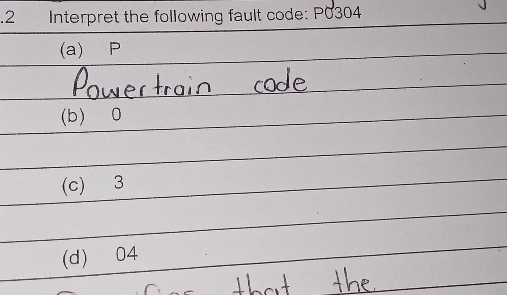 Interpret the following fault code: P0304