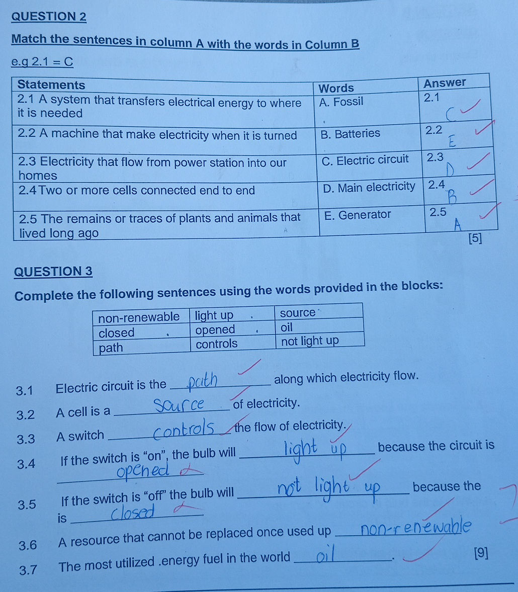 QUESTION 2 Match the sentences in column A | StudyX