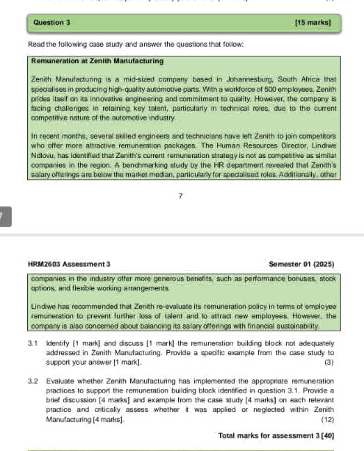Question 3 Read the following case study | StudyX
