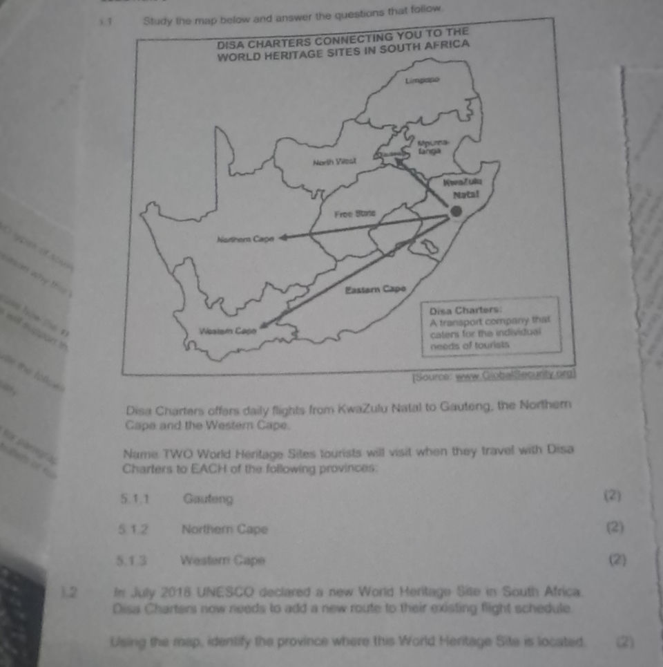 Study the map below and answer the questions | StudyX