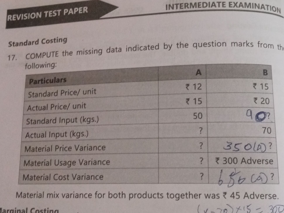 17. COMPUTE the missing data indicated by | StudyX