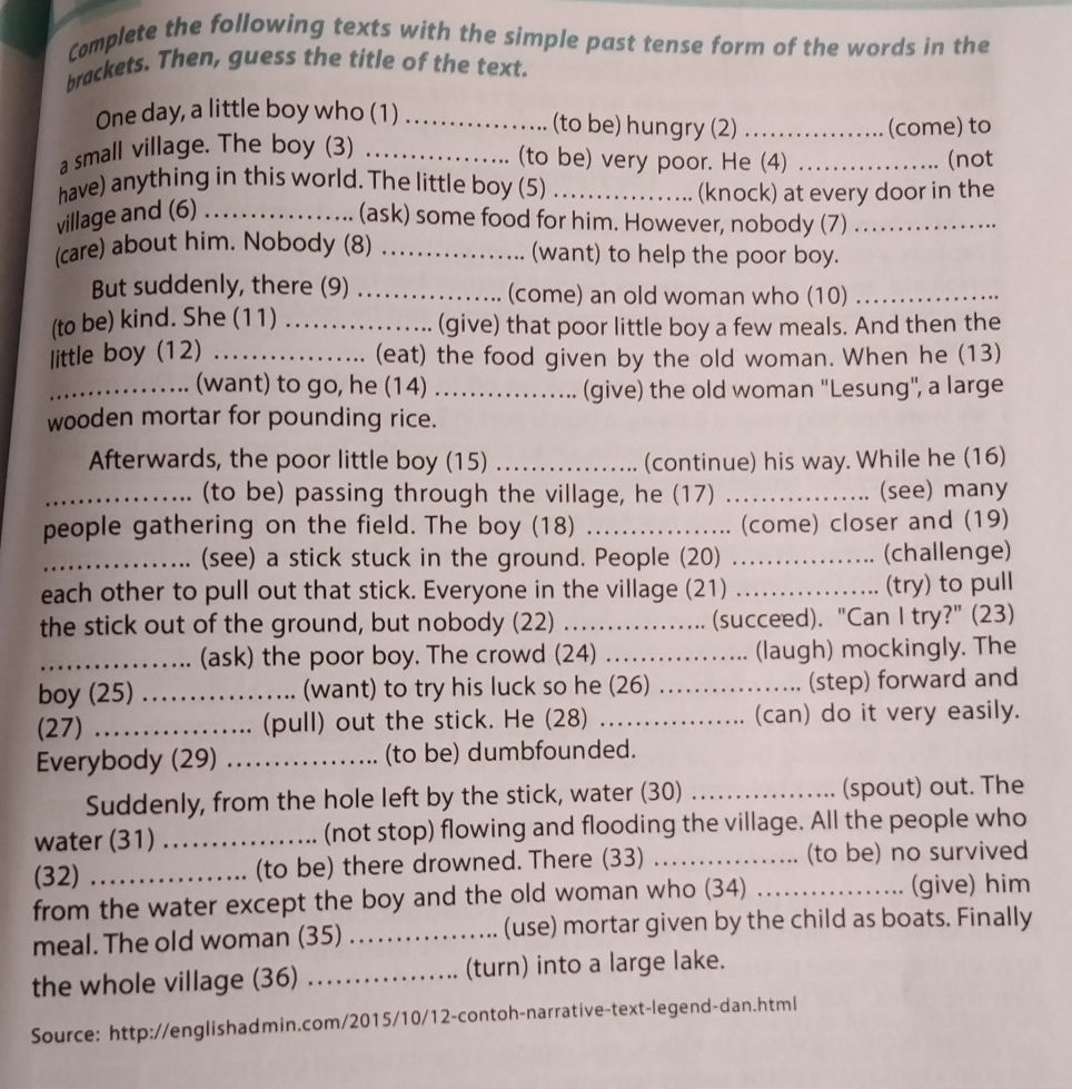 Complete the following texts with the simple | StudyX